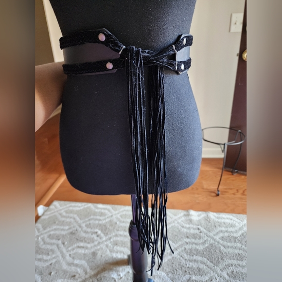 New York & Company | Accessories | Black Belt With Faux Suede Boho Self ...